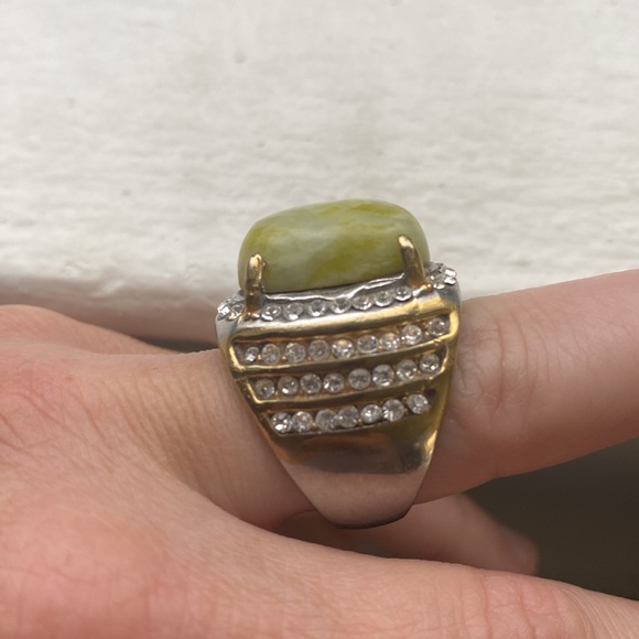 Accessories | Vintage Stainless Steel Light Green Stone Mens Ring ...